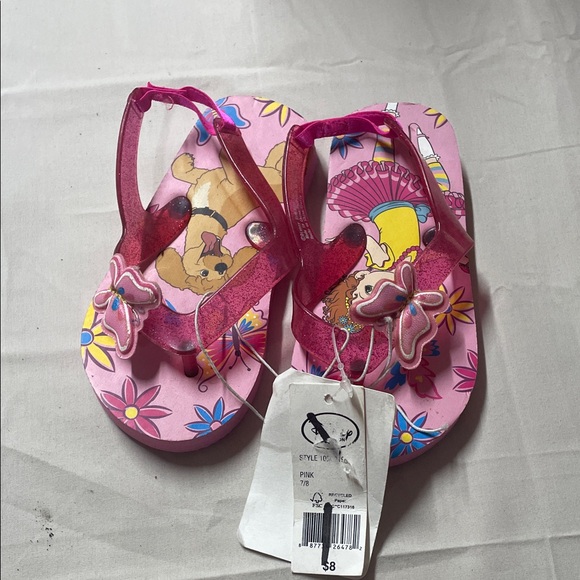 Disney | Shoes | Disney Pink Kids Flip Flops With Character Design ...